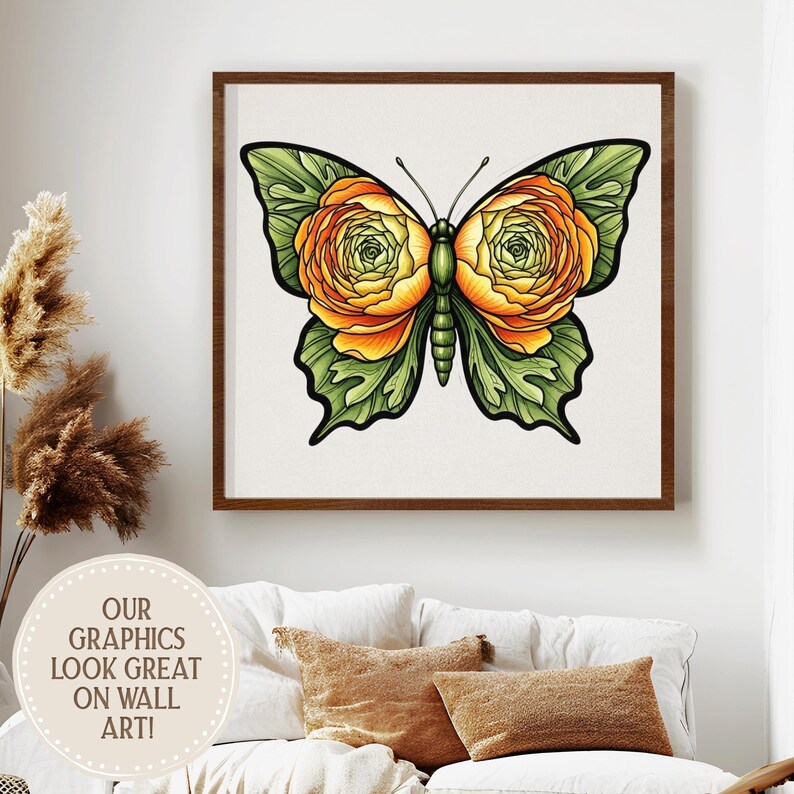 Ranunculus Floral Butterfly PNG Clipart, Flower Wings, Spring Art - Etsy
