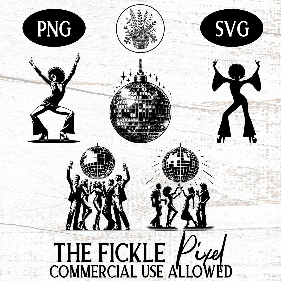 Disco Dancing Party SVG PNG Graphics Bundle, 1970's Disco, Disco Dancer ...