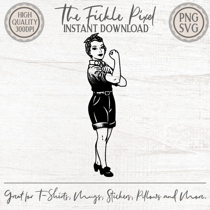 Rosie the Riveter Full Body SVG PNG, Vintage Feminist Icon, Women ...