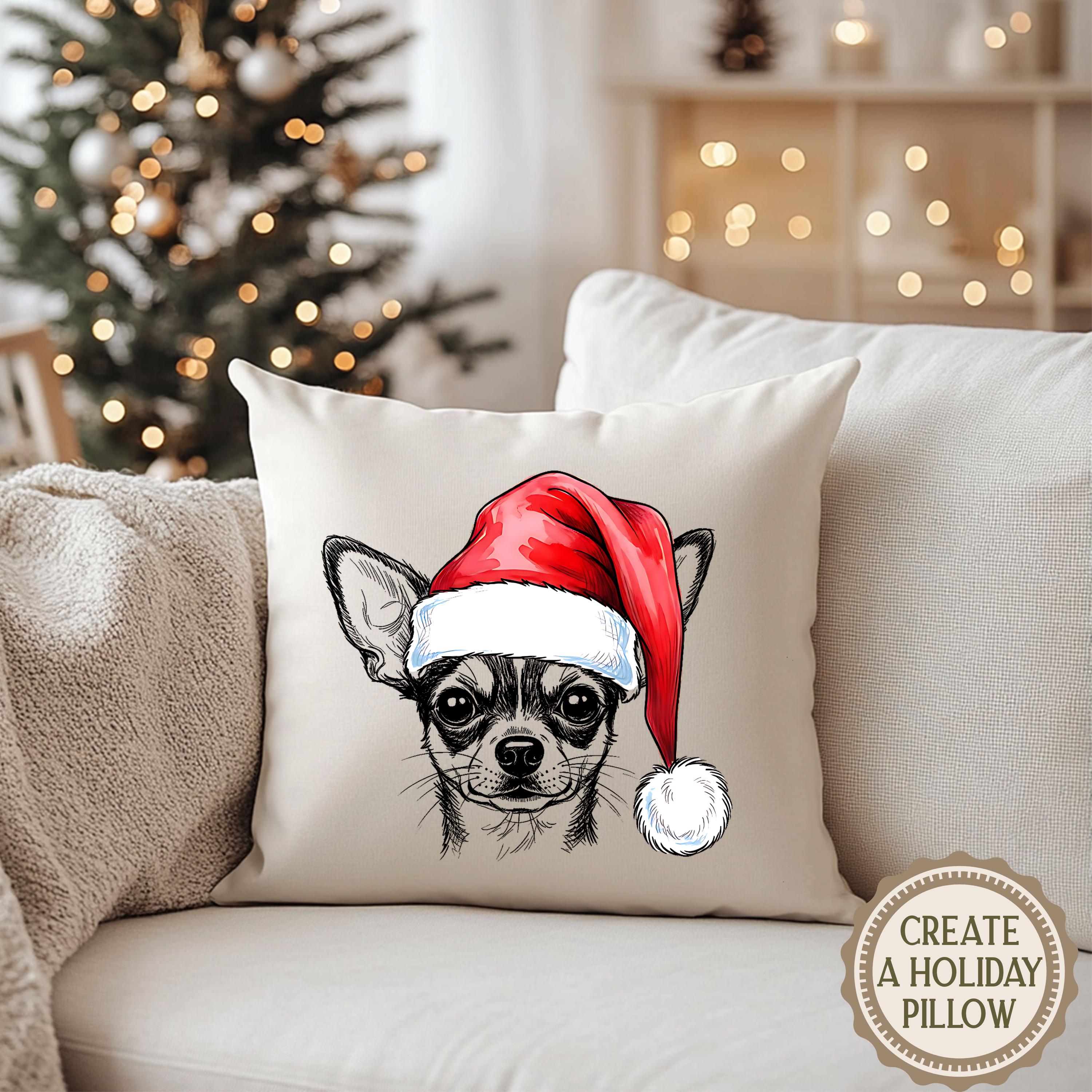 Festive Chihuahua Santa Hat PNG, Christmas Dog Clipart, Holiday Pet ...