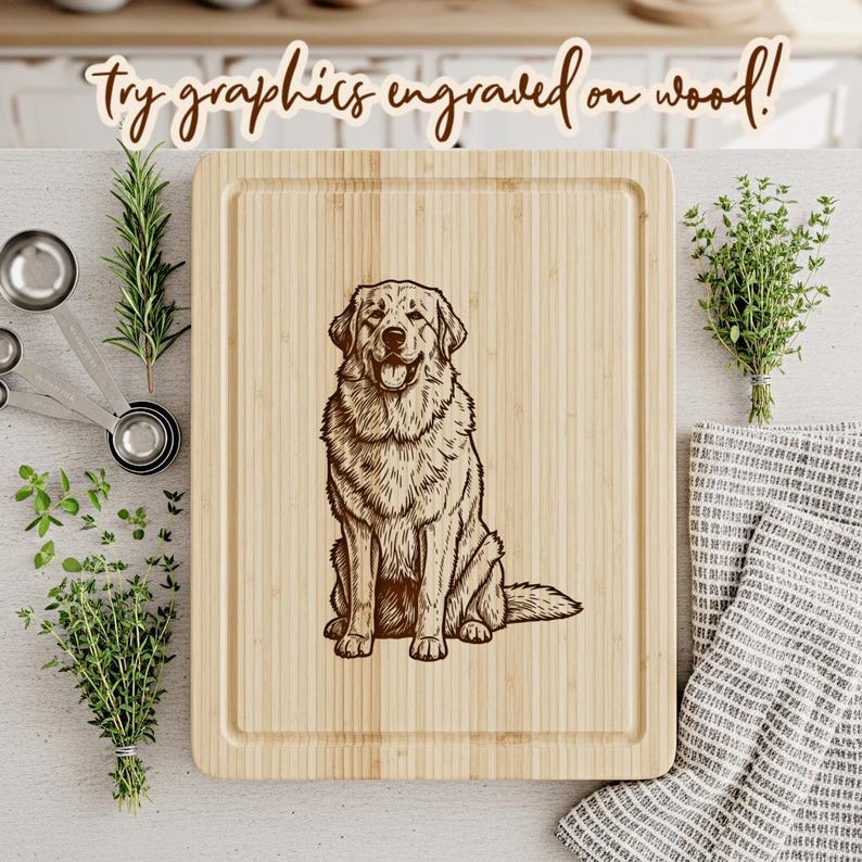 Great Pyrenees Line Art SVG PNG Happy Dog Stamp Style Digital Download ...