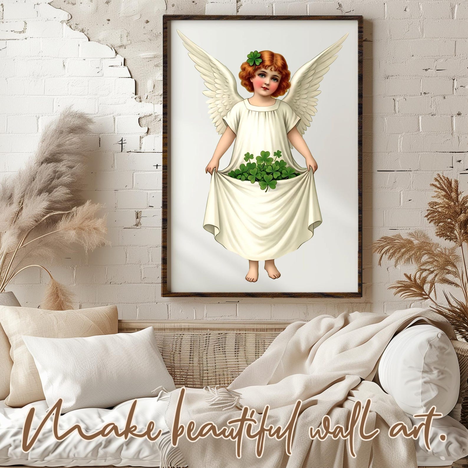 Vintage Shamrock Angel PNG, Irish St Patricks Day Clipart, Retro Lucky ...