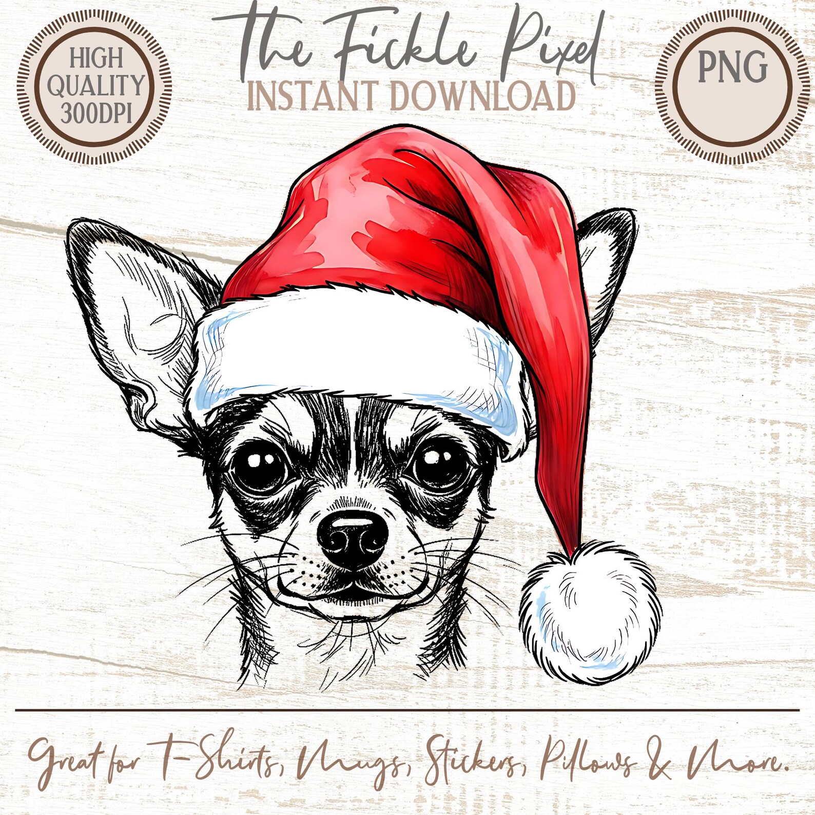 Festive Chihuahua Santa Hat PNG, Christmas Dog Clipart, Holiday Pet ...