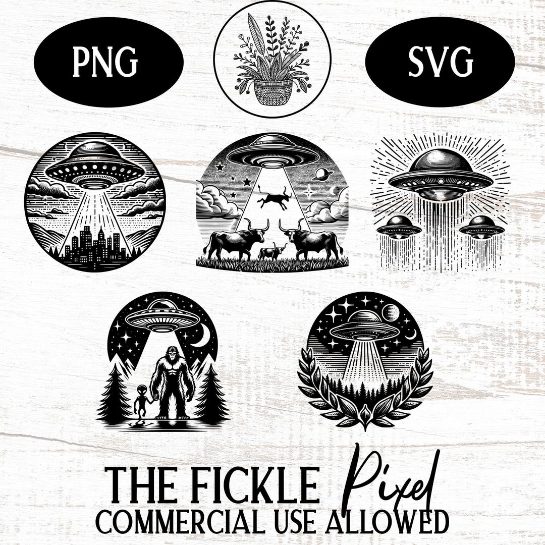 Ufo Graphics PNG SVG Bundle. Ufo Clipart, Space Ship Vector, Ufo ...