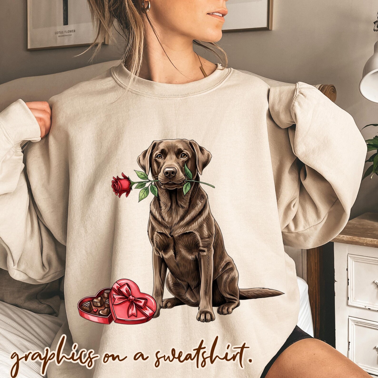 Chocolate Lab Valentine Clipart PNG – Sweet Labrador With Rose ...