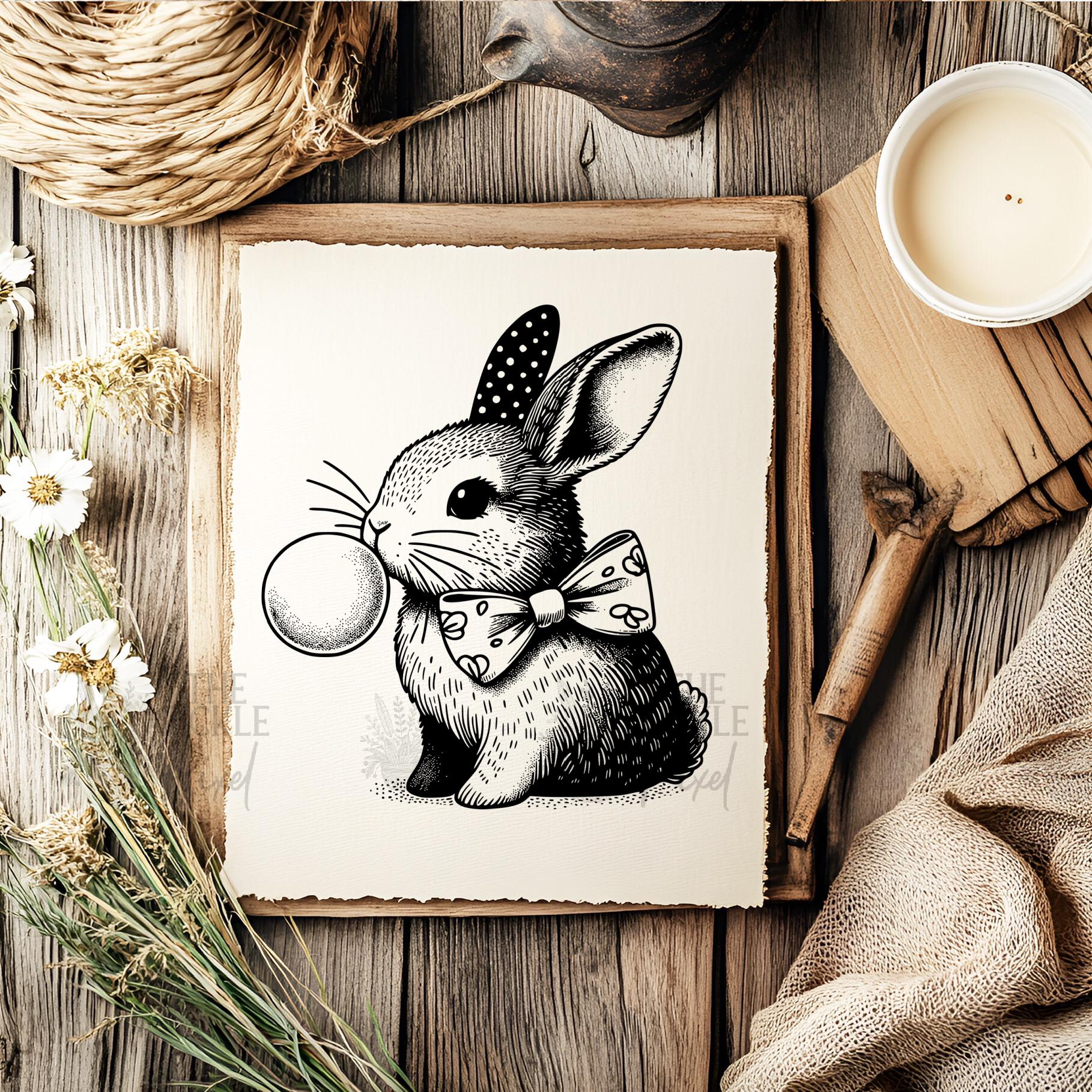 Cute Bunny Blowing Bubble PNG Clipart | Easter Art (instant Download ...