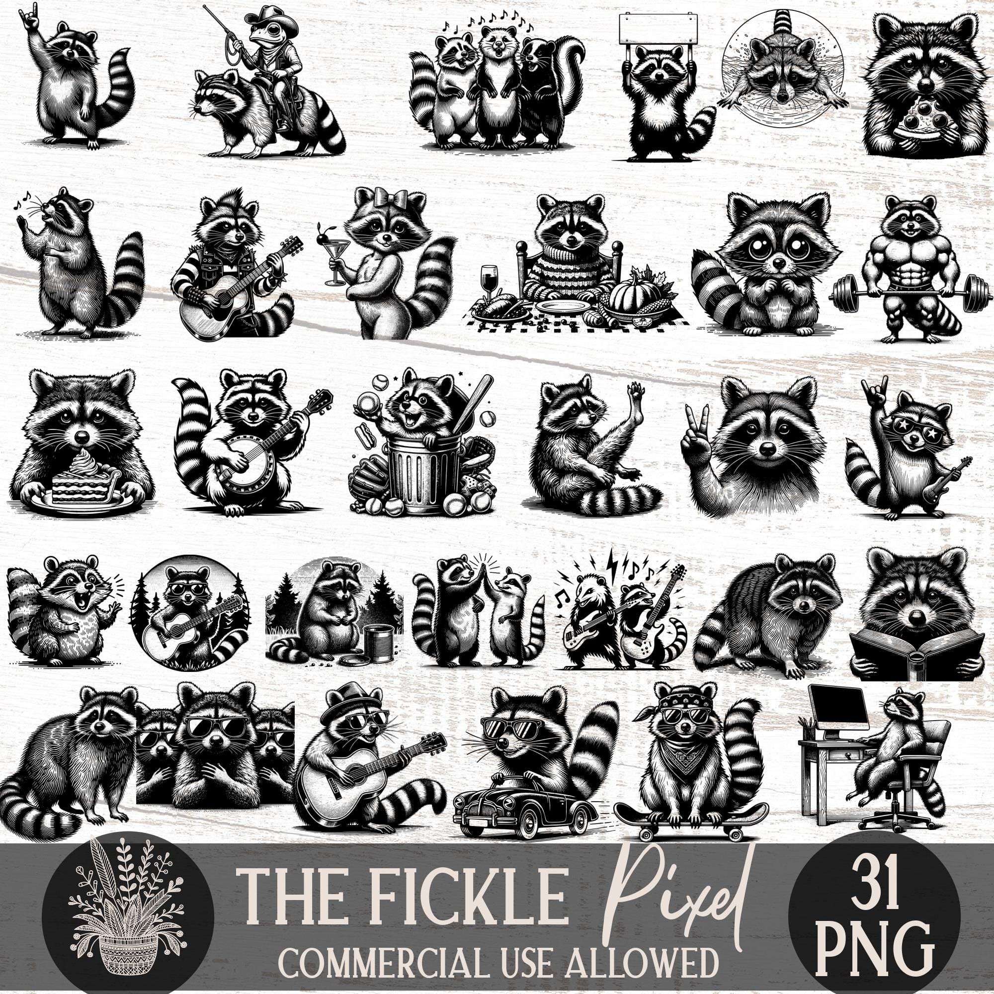 Raccoon Retro Sarcastic PNG SVG Bundle, Funny Raccoon Design, Animal ...