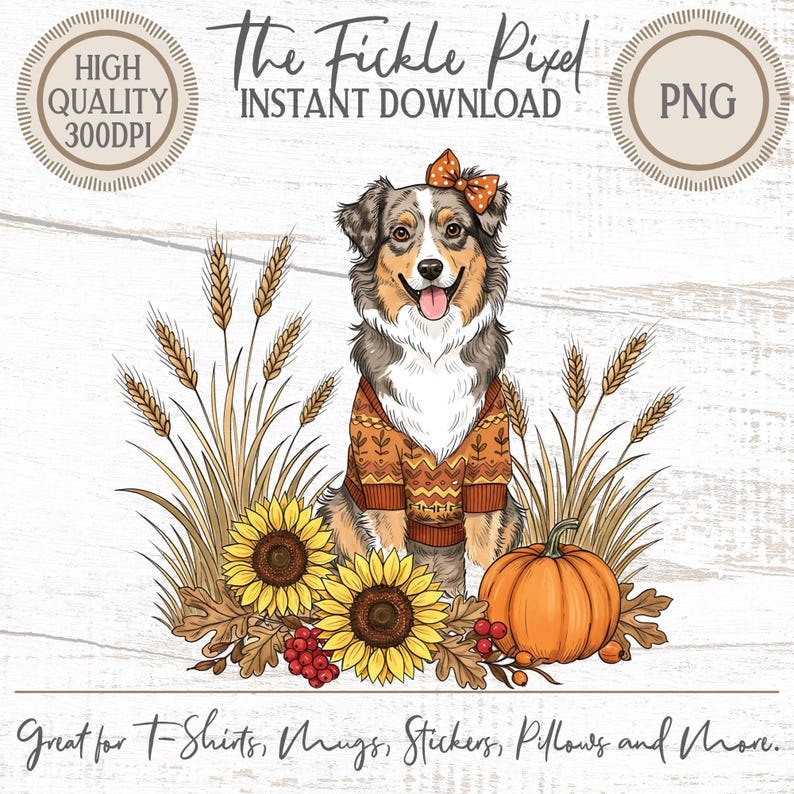 Cozy Sweater Weather Australian Shepherd PNG, Fall Dog Clip Art, Autumn ...