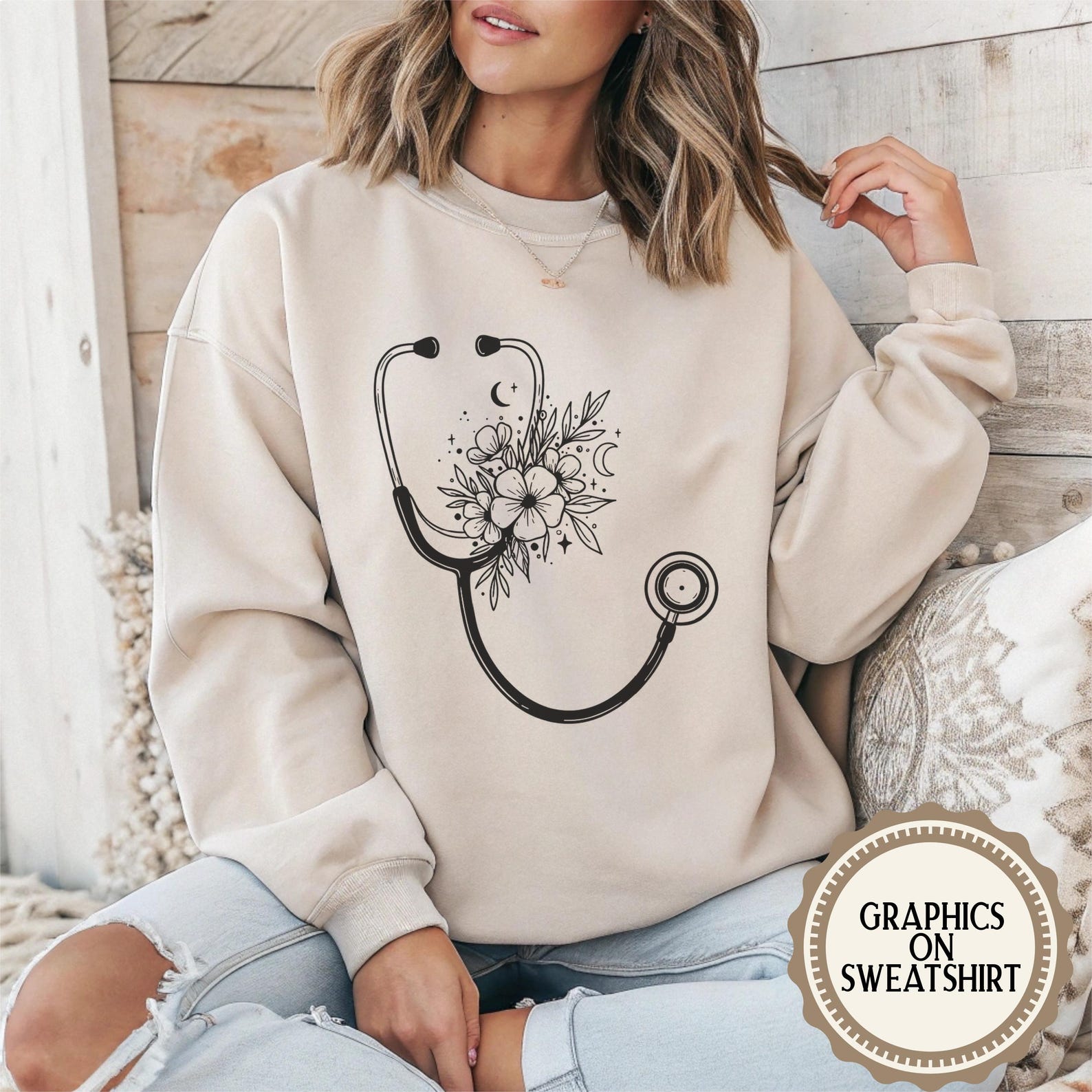 Mystical Stethoscope PNG: Moon, Stars, Flowers - Medical Magic Design ...