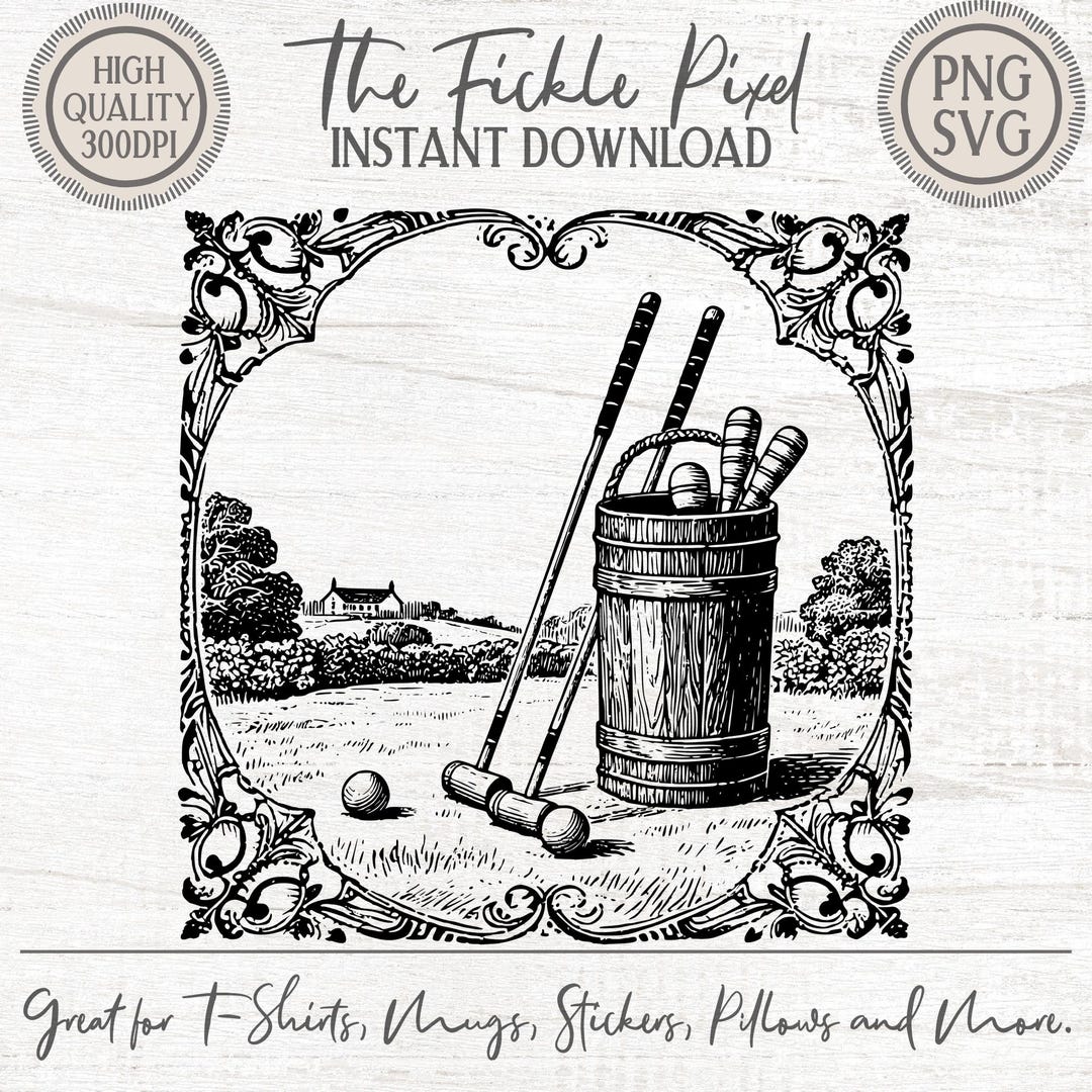 Vintage Croquet Set PNG SVG Clipart, Regency Bridgerton Garden Party ...