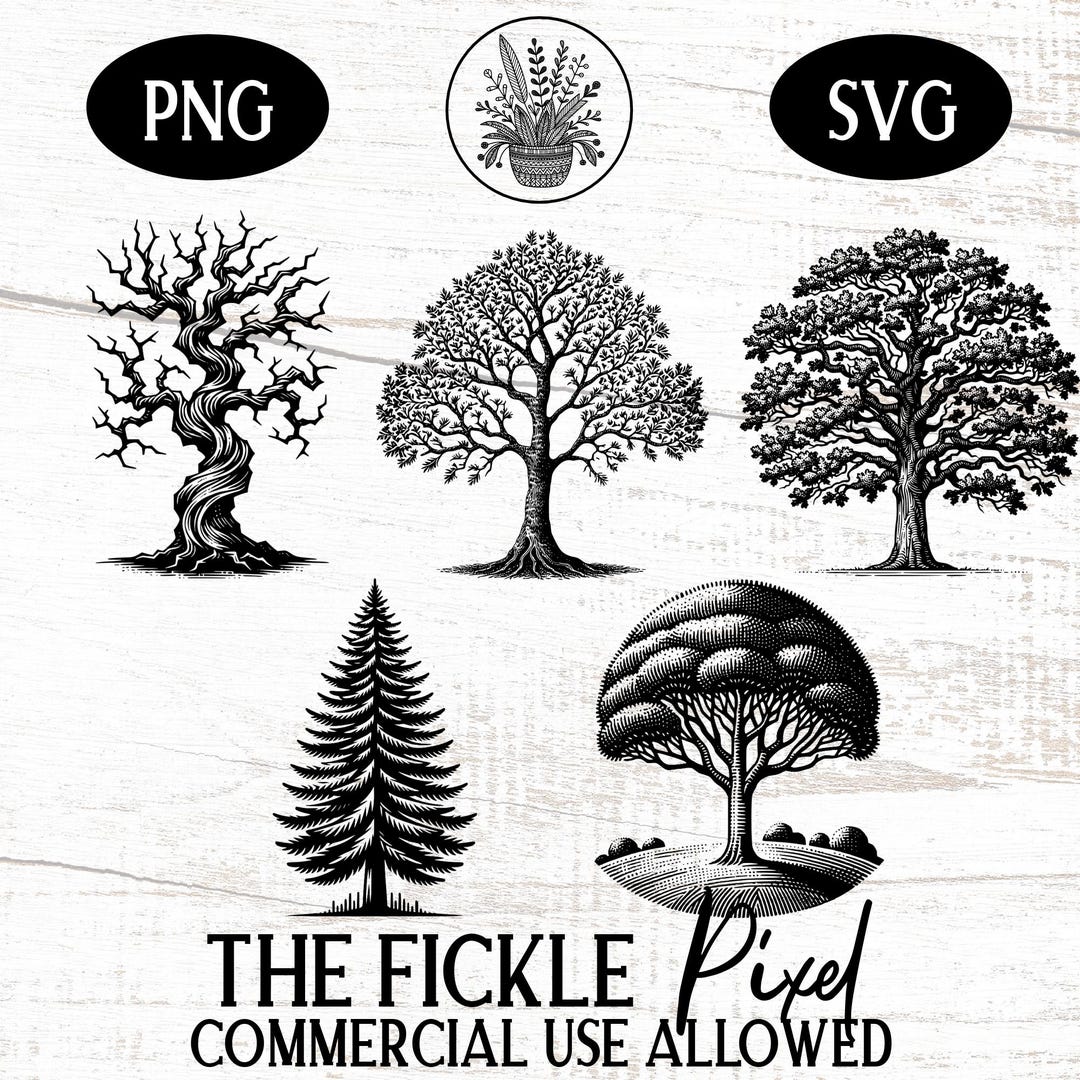 Tree Seasons PNG SVG Clipart Bundle, Tree Haunted Bare Cut Files for ...