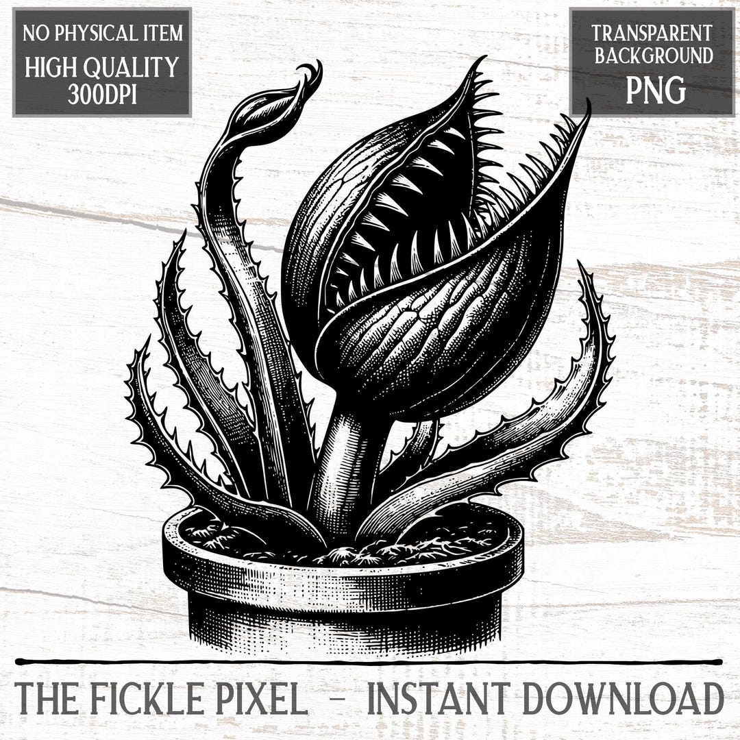 Creepy Carnivorous Plant PNG | Vintage Halloween Clipart | Spooky ...