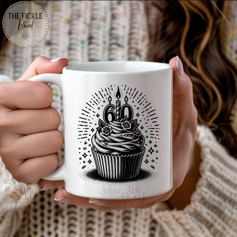 Happy 60th Birthday Cupcake PNG SVG Clipart, Birthday Turning Sixty ...