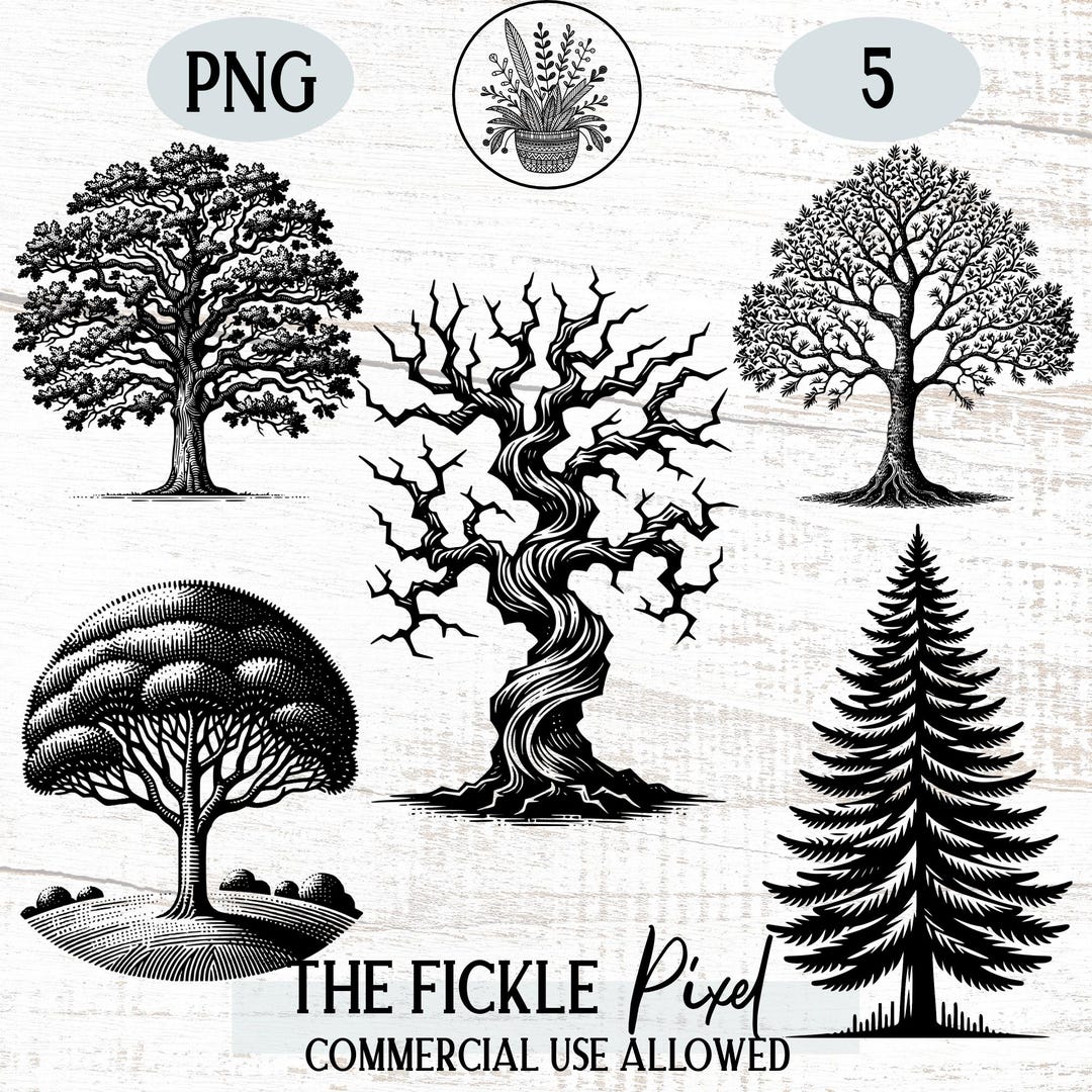 Tree Seasons PNG Clipart Bundle, Tree Haunted Bare Cut Files for Cricut ...