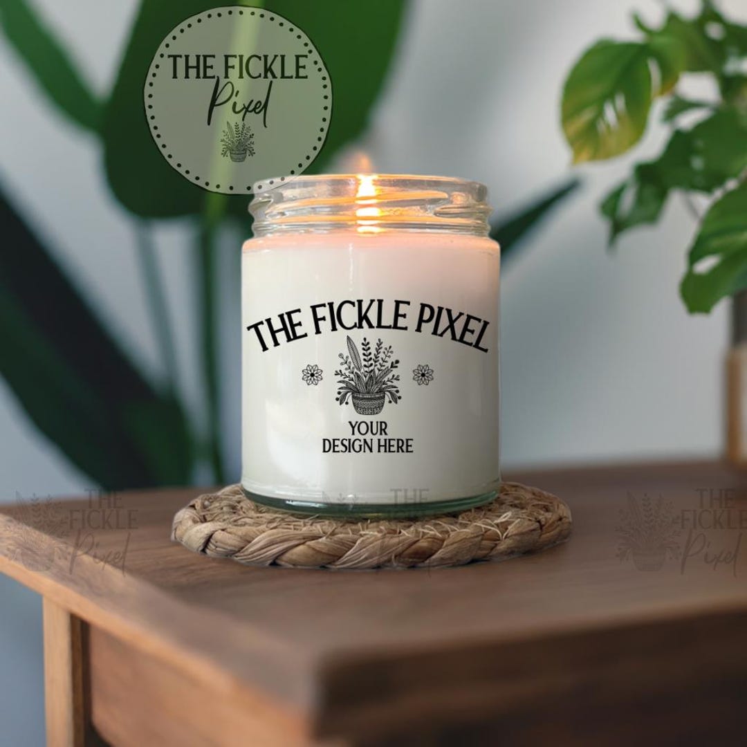 Candle in Jar With No Lid Mockup, 9oz Scented Soy Candle Label Mock Up ...