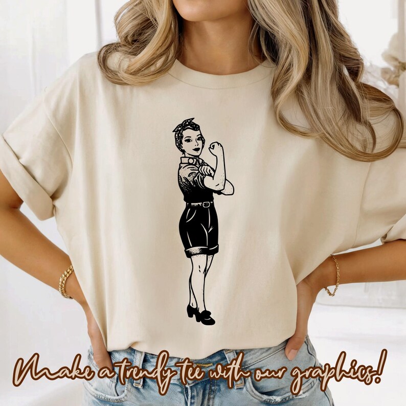 Rosie the Riveter Full Body SVG PNG, Vintage Feminist Icon, Women ...
