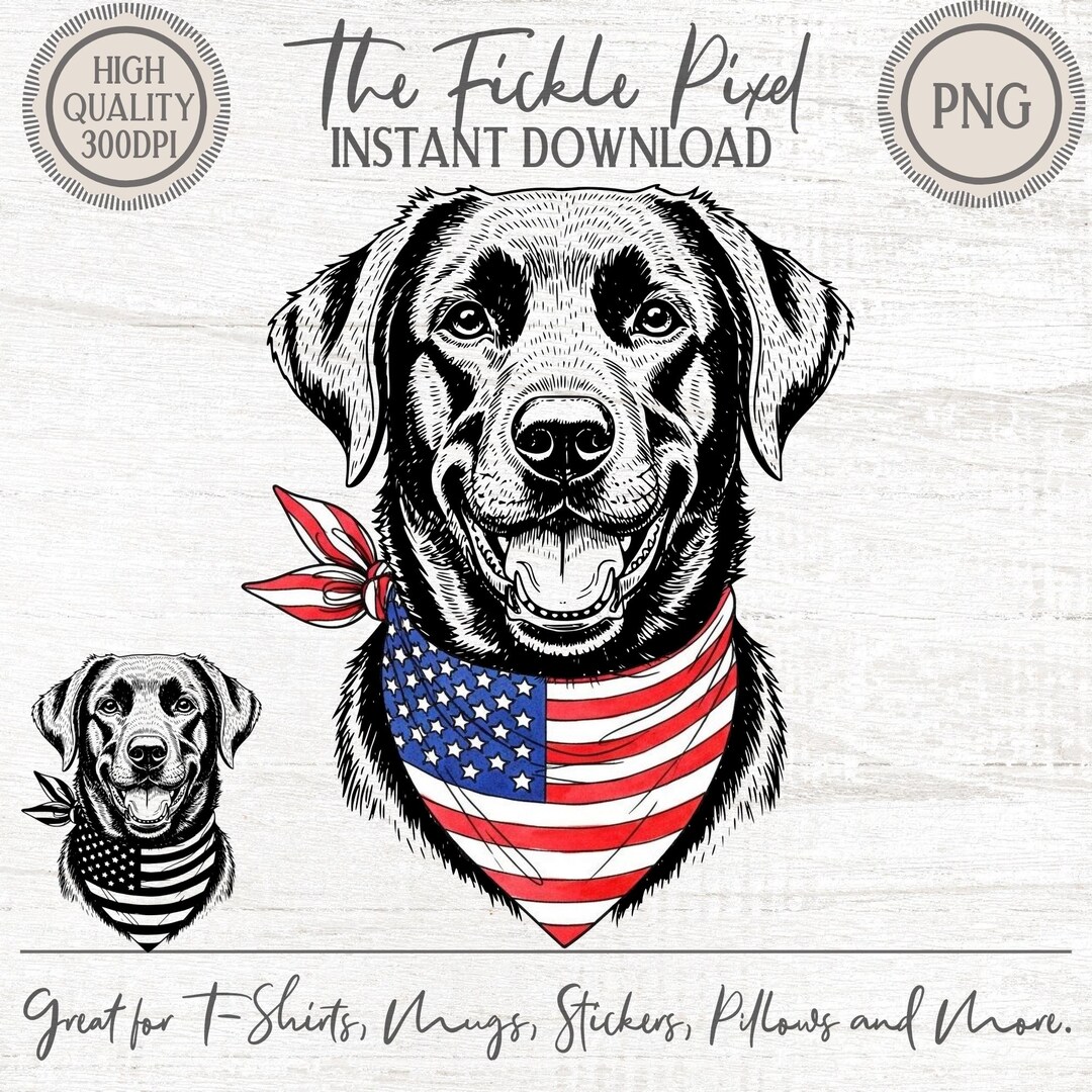 Patriotic Lab PNG Clipart | American Flag Bandana Dog (digital Download ...