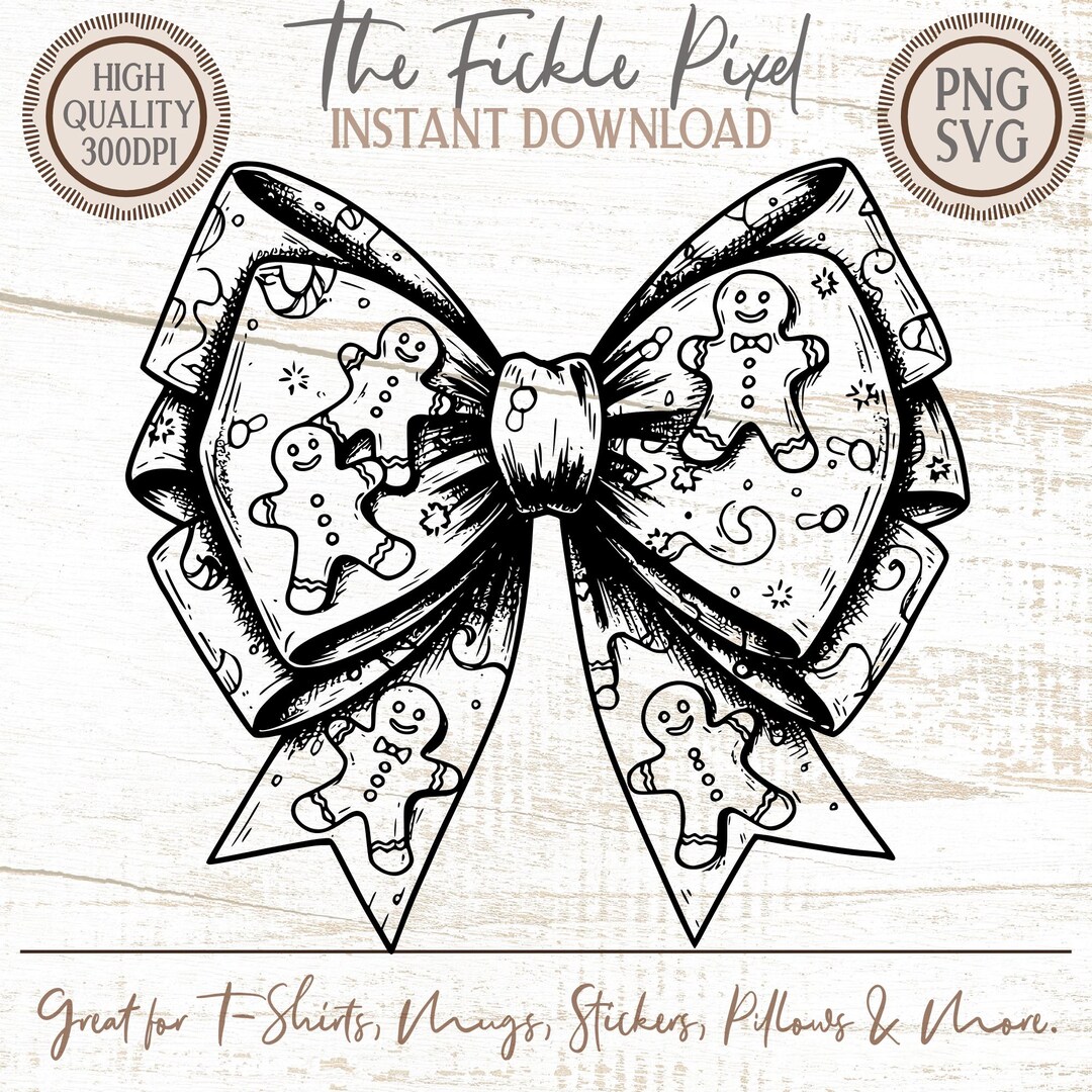 Gingerbread Bow PNG SVG, Christmas Cookie Bow Clipart, Holiday ...