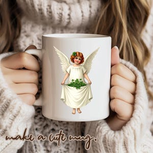 Vintage Shamrock Angel PNG, Irish St Patricks Day Clipart, Retro Lucky ...