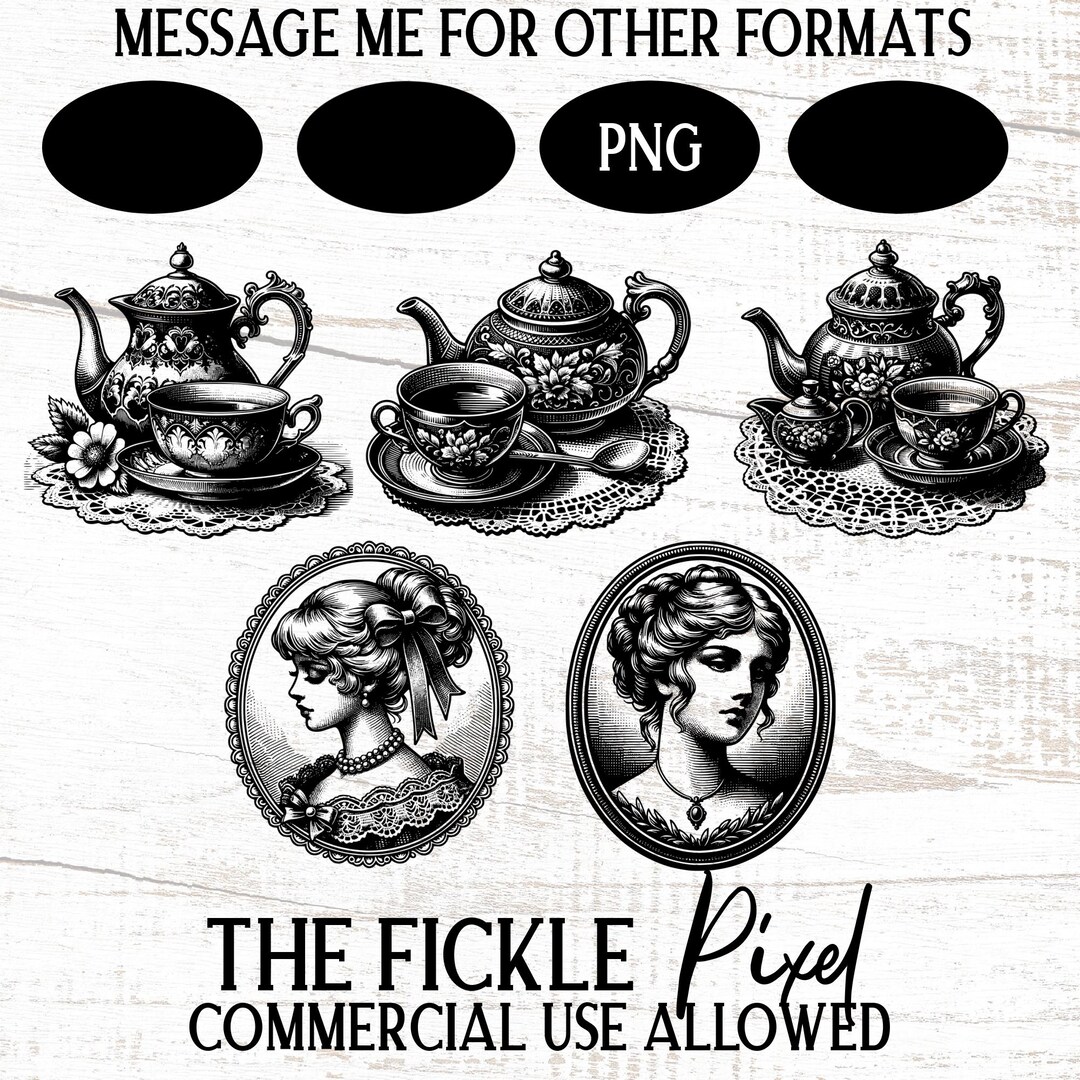 Victorian Tea Party Clipart, Victorian Tea Time Png Bundle, Vintage Tea ...
