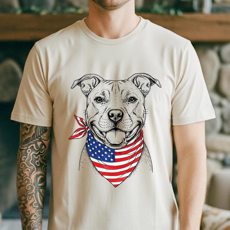 Patriotic Pit Bull PNG Clipart | American Flag Bandana Dog | T-shirt ...