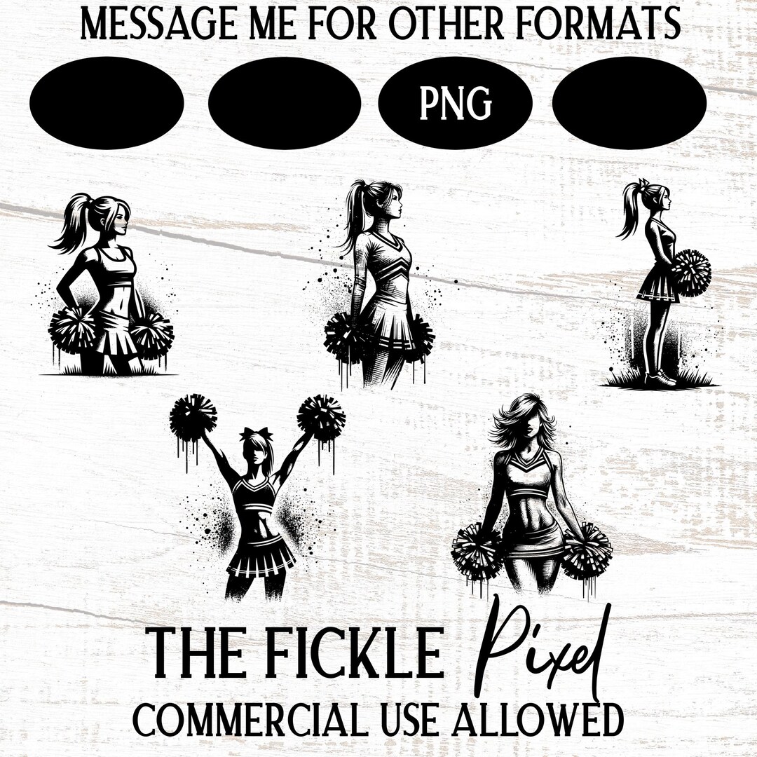 Cheerleader Spray Paint Style PNG Bundle, Cheerleader Clipart ...