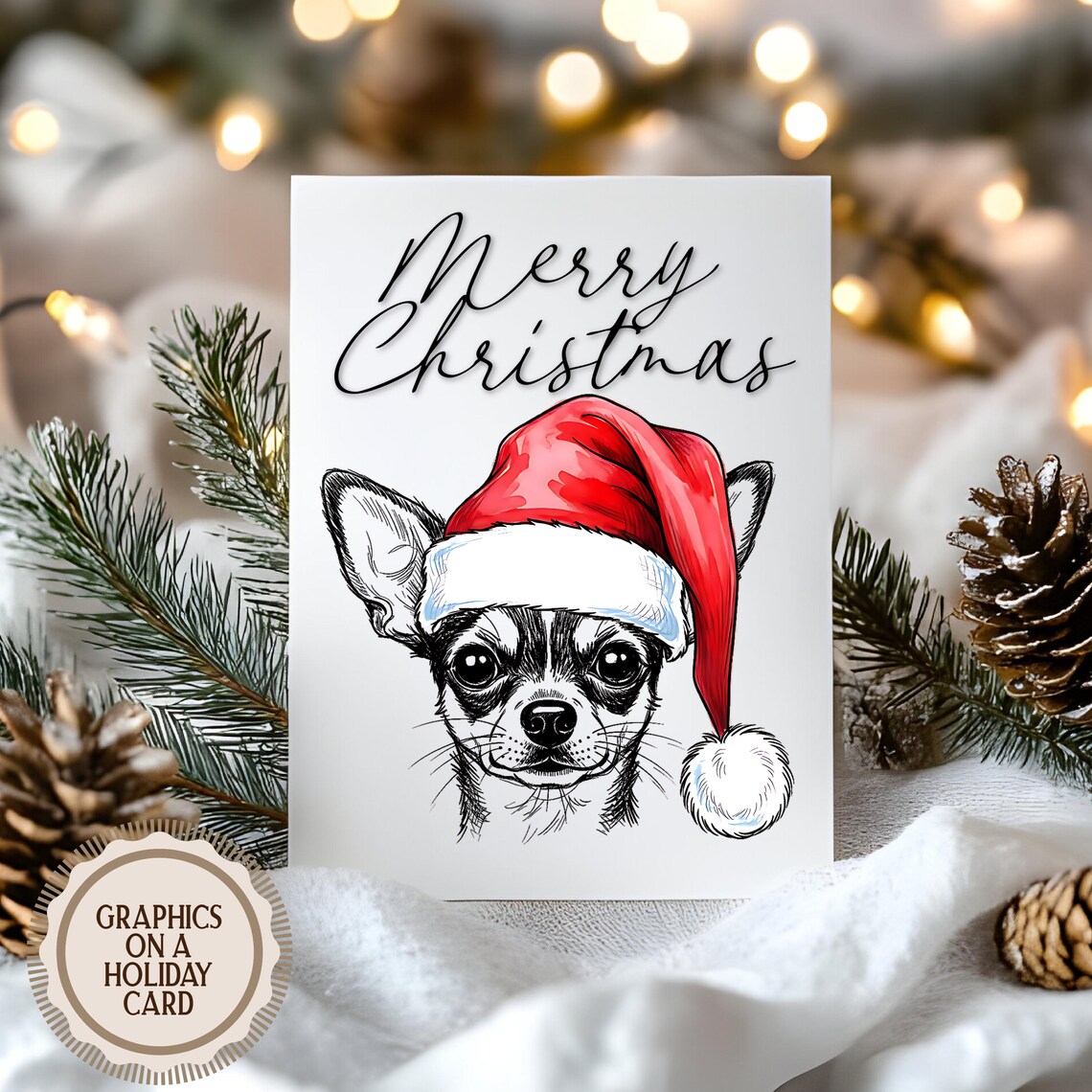Festive Chihuahua Santa Hat PNG, Christmas Dog Clipart, Holiday Pet ...