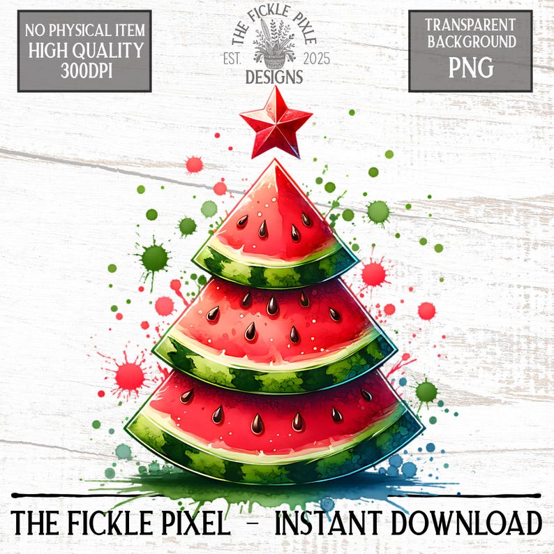 Watermelon Christmas Tree PNG | Christmas in July Clipart | Tropical ...