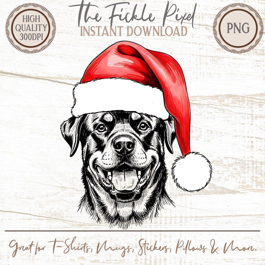 Festive Rottweiler Santa Hat PNG, Christmas Dog Clipart, Holiday Pet ...