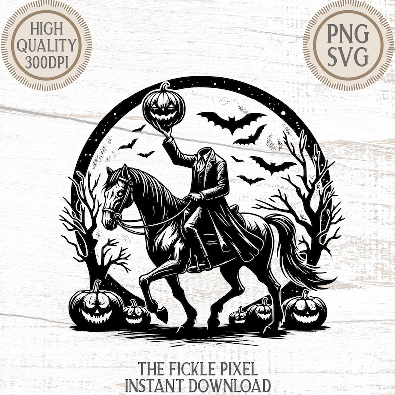 Headless Horseman Vintage Halloween SVG PNG Digital Download Spooky ...