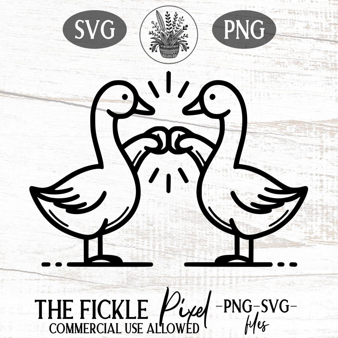 Funny Fist Bump Geese Line Art | Clipart SVG PNG (commercial Use) - Etsy