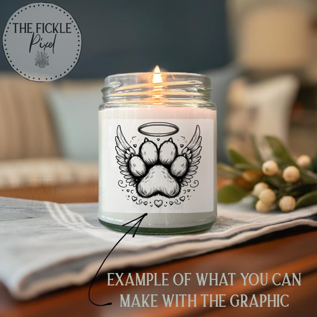Paw Print Angel Wings With Halo Hearts Svg Png, Pet Memorial Vector ...