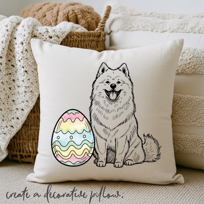 Samoyed Dog Easter Egg PNG Clipart, Cute Holiday Dog Art, Easter Craft ...