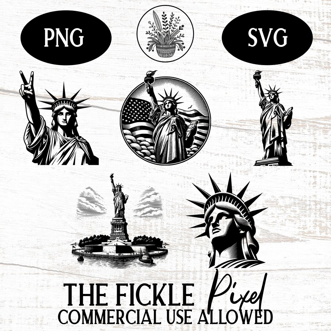 Statue of Liberty SVG PNG Clipart Bundle, Freedom Monument Washington ...