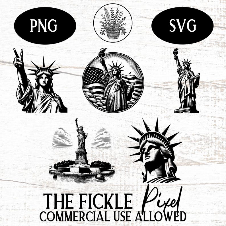 Statue of Liberty SVG PNG Clipart Bundle, Freedom Monument Washington ...