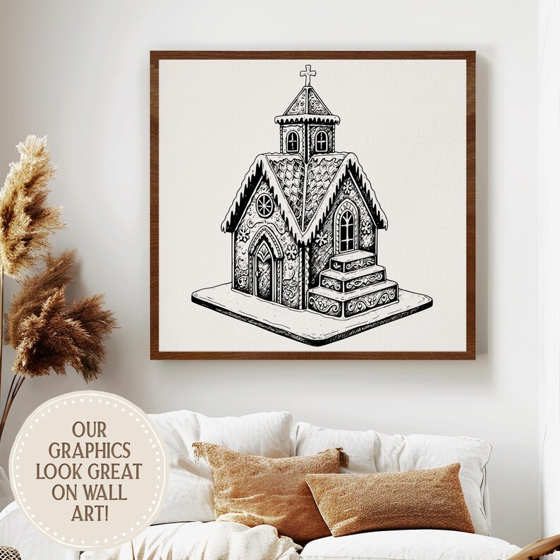 Gingerbread Church PNG, Christmas Clipart, Holiday Sublimation Design ...