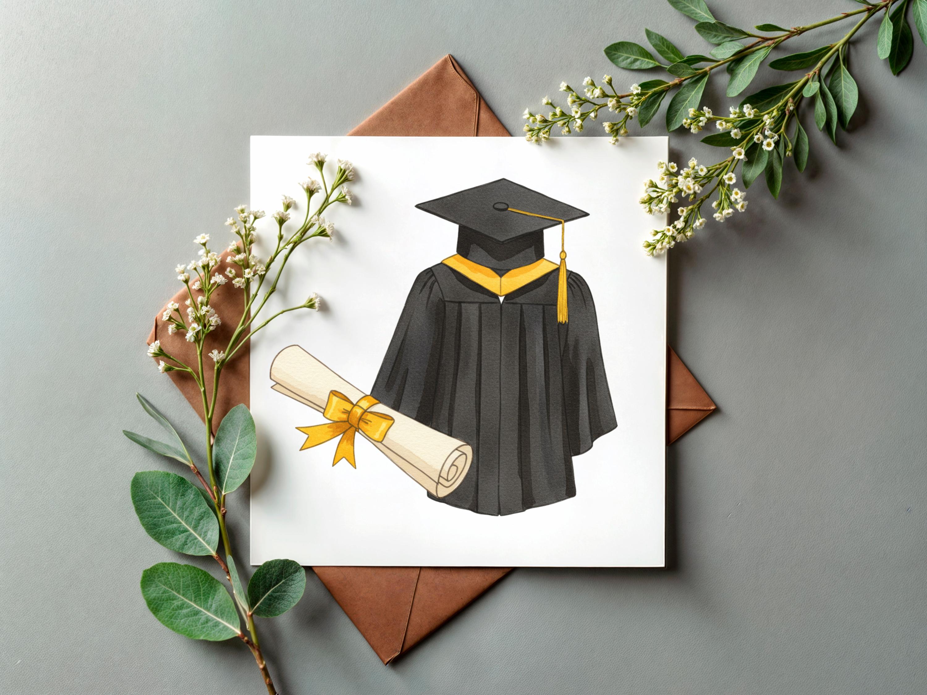 Graduation 2025 Clipart PNG SVG | Watercolor Boys & Girls Throwing Caps ...