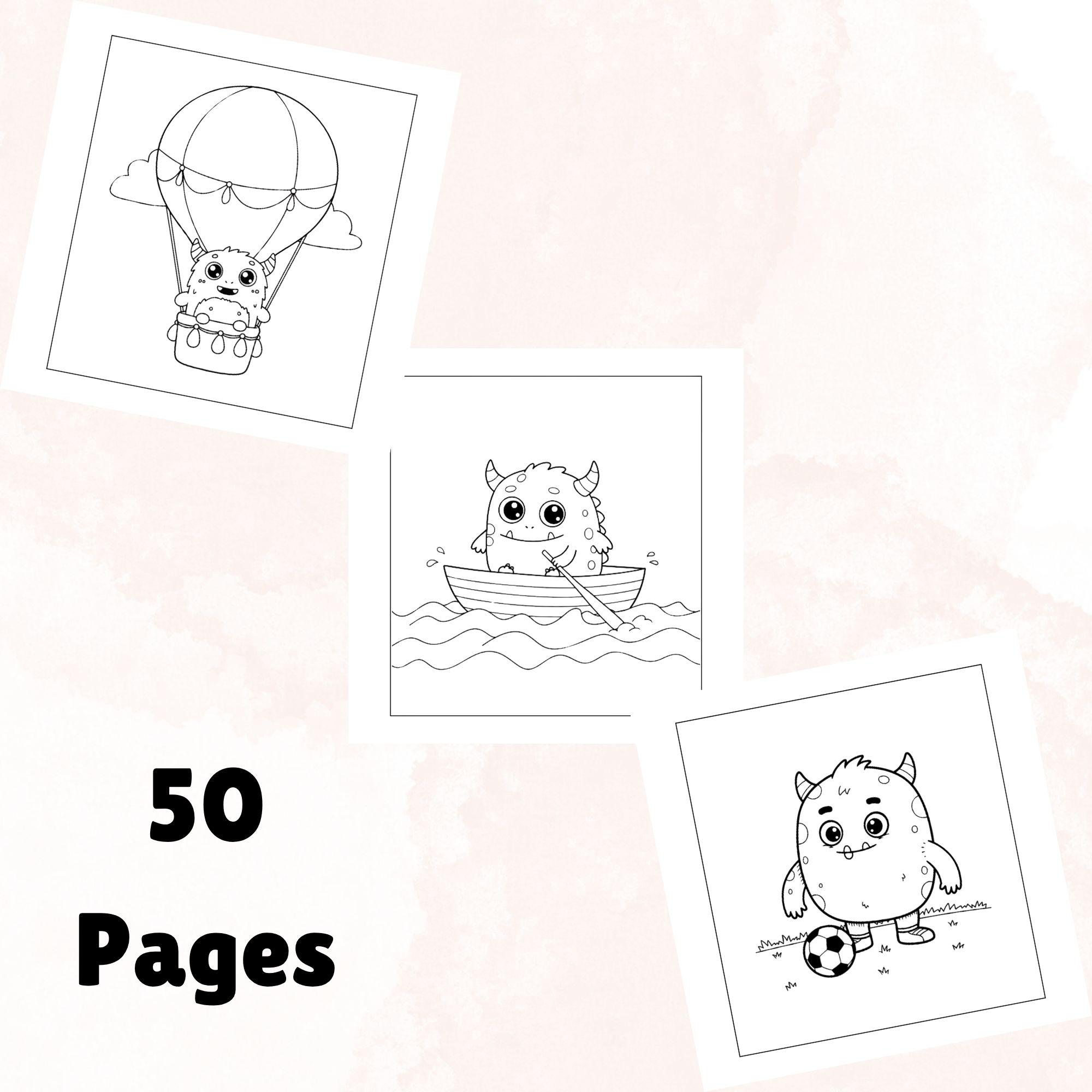Printable Cute Monster Coloring Book | 50 Page Digital PDF | Fun Kids ...
