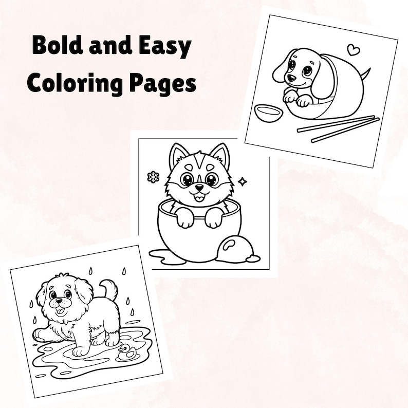 Kawaii Dog Coloring Book Printable, Cute Puppy Coloring Pages PDF ...