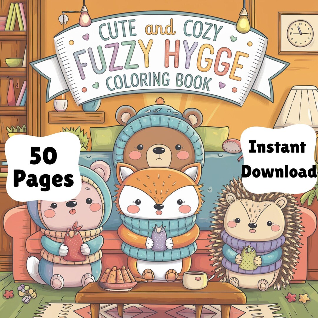 Fuzzy Hygge Coloring Book PDF – 50 Cozy Printable Pages With Blankets ...