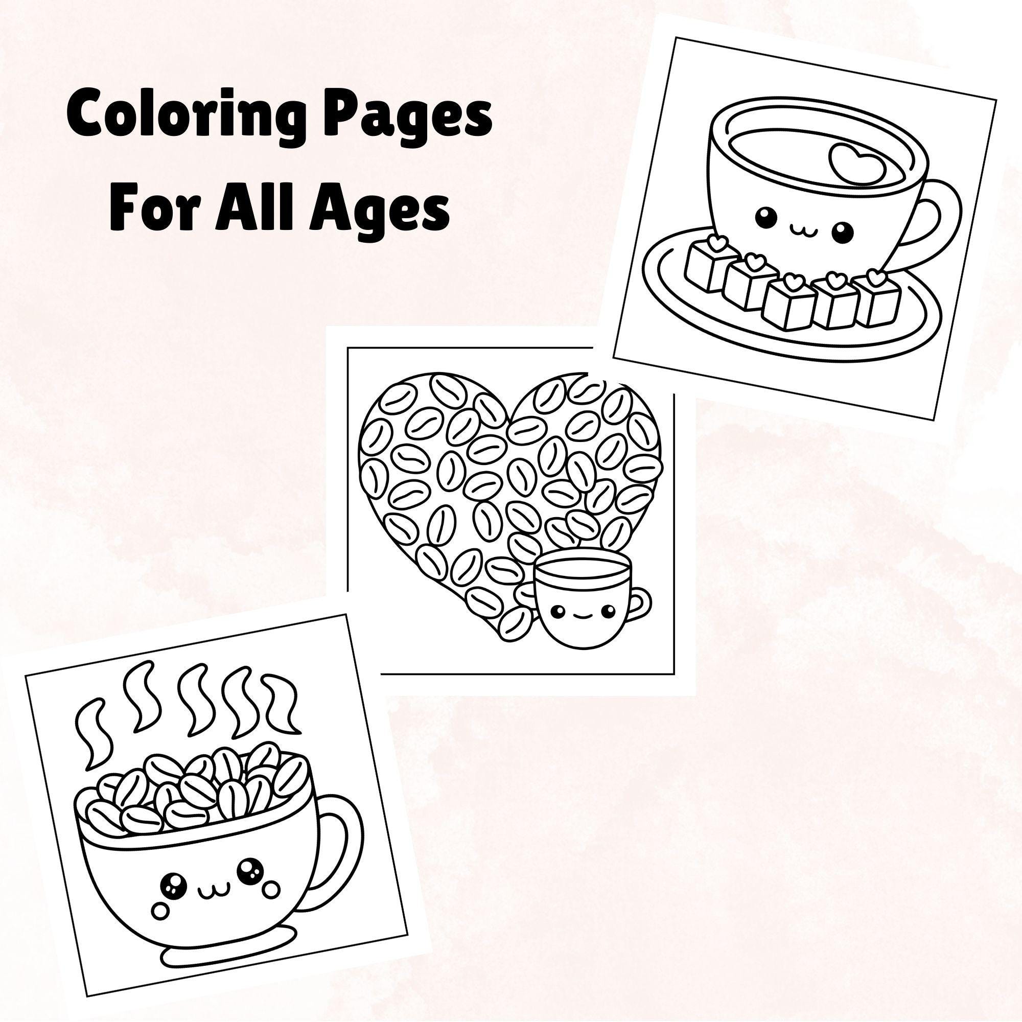 Coffee Lovers Coloring Book: 50 Printable Cafe Designs (PDF) - Etsy
