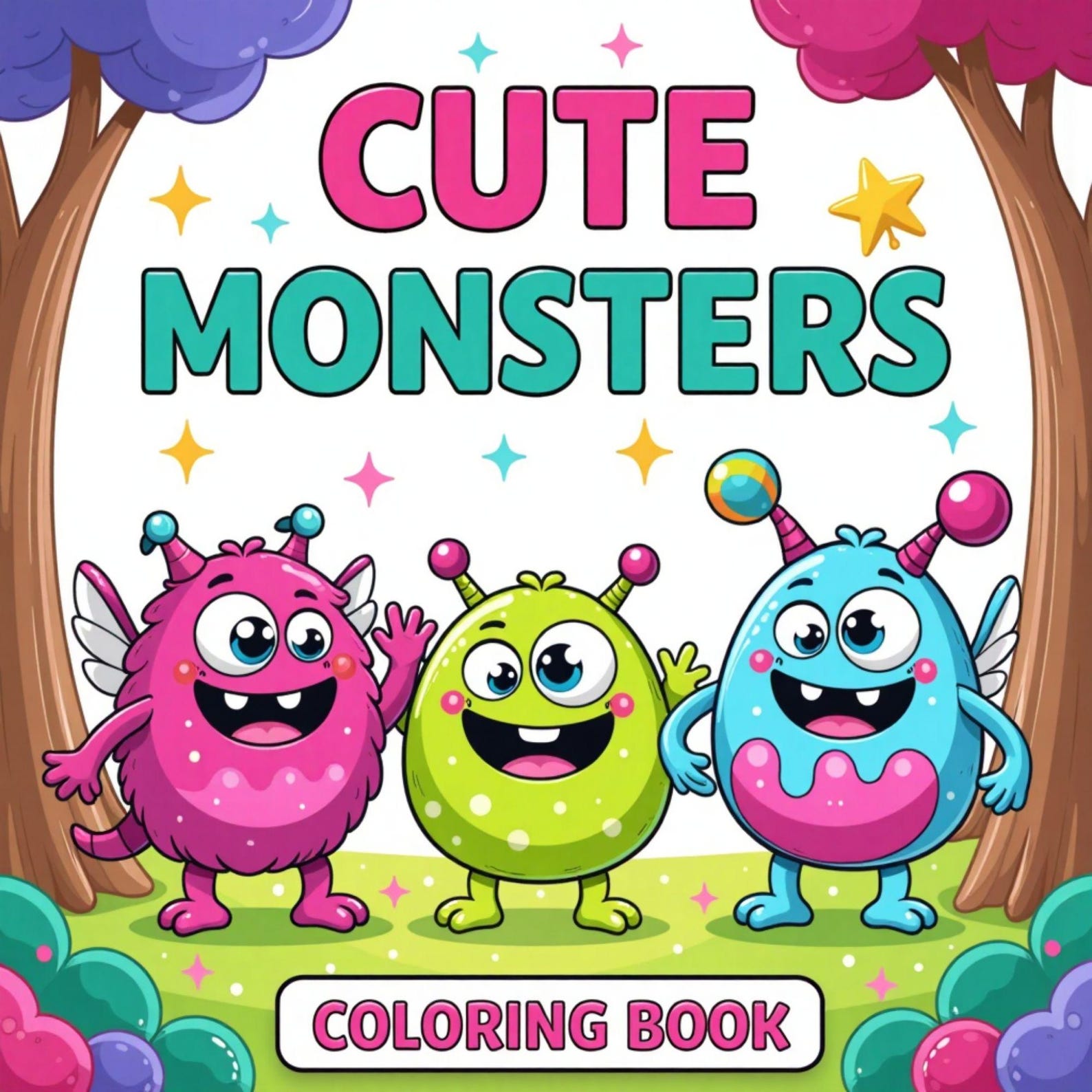 Printable Cute Monster Coloring Book | 50 Page Digital PDF | Fun Kids ...