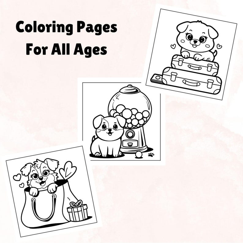 Kawaii Dog Coloring Book Printable, Cute Puppy Coloring Pages PDF ...