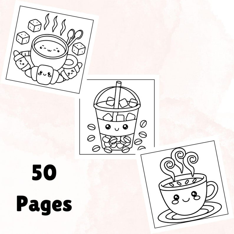 Coffee Lovers Coloring Book: 50 Printable Cafe Designs (PDF) - Etsy