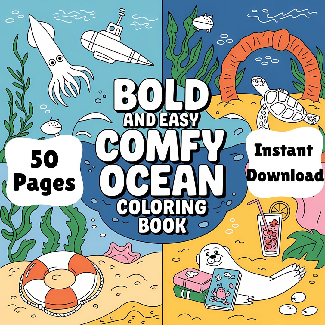 Ocean Coloring Book for Adults & Kids | Relaxing Sea Life Printable ...