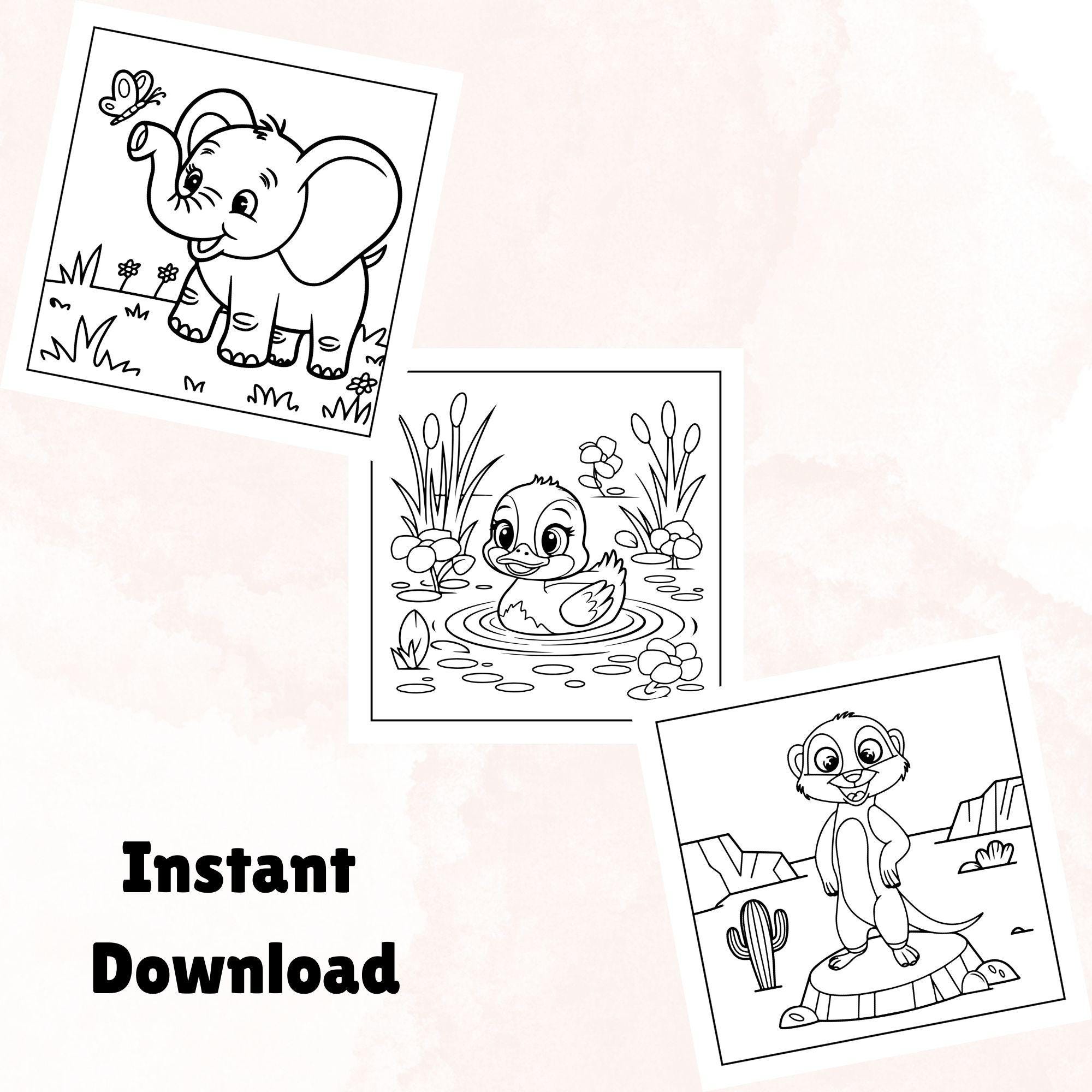 Zoo Animal Coloring Book Printable, Wild Animal Coloring Pages PDF ...