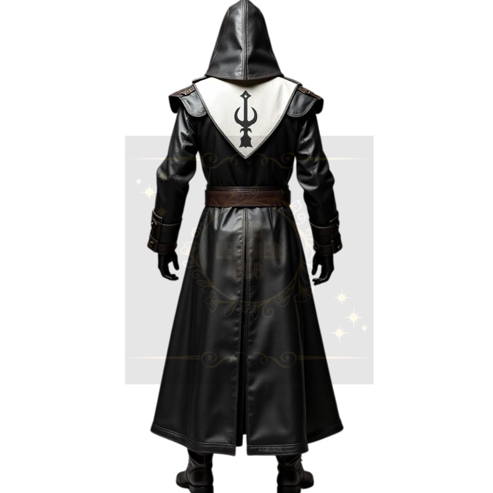 Black & Brown Genuine Leather Men’s Fantasy Hooded Coat — Steampunk ...