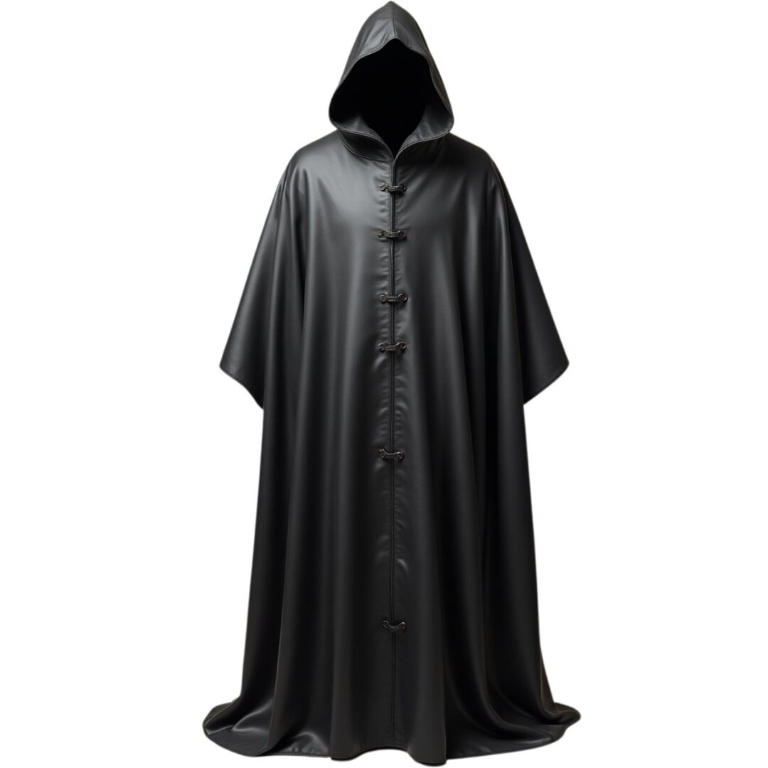 Black Full-length Hooded Cloak for Mystery and Elegance - Bold and ...