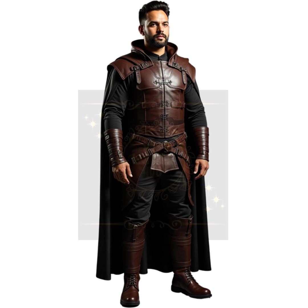 Medieval Leather Armor Cloak and Vest Set - Renaissance Cosplay Costume ...