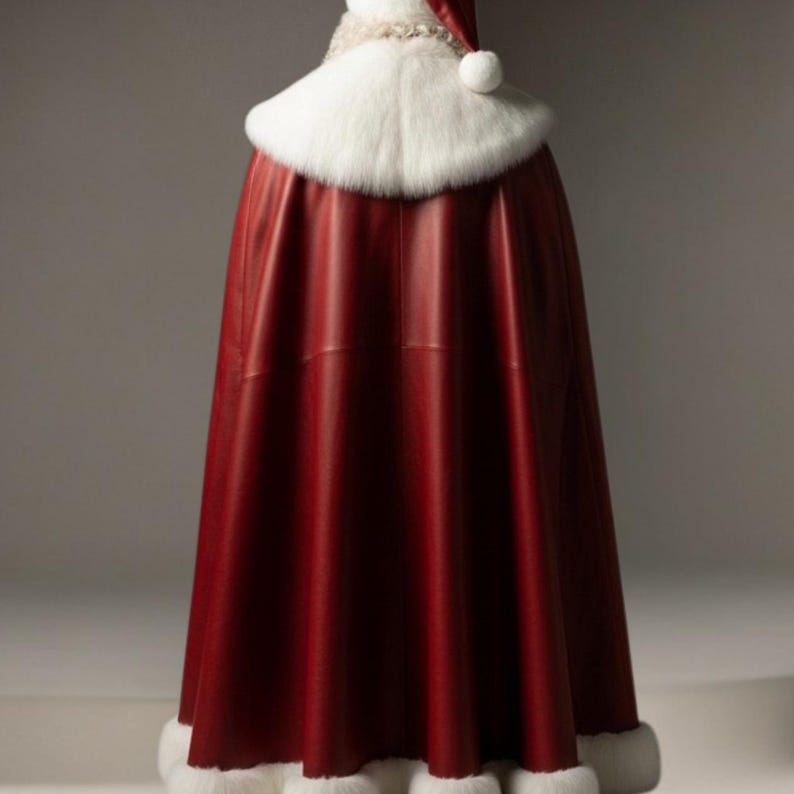 Genuine Leather Santa Costume – Christmas Red Cloak, Coat & Pants With ...